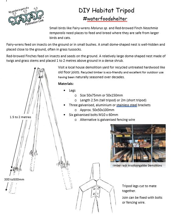 Build a Habitat Tripod for small birds | Pollinator Link